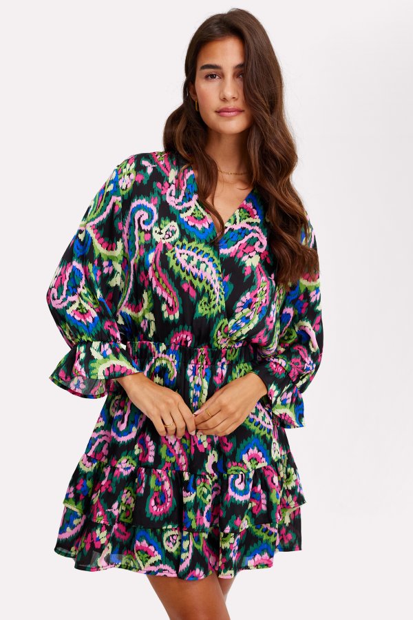 Black dress with graphic print | Loavies