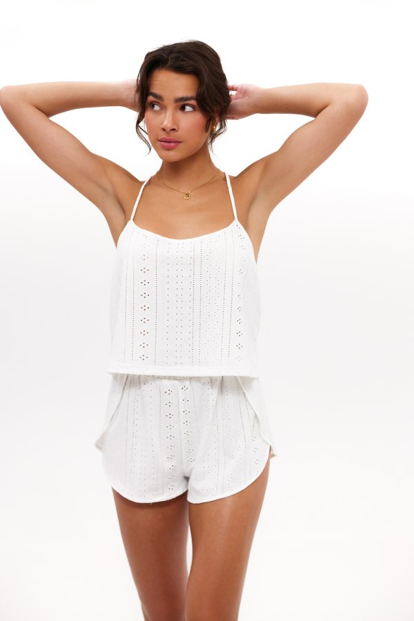 Loavies off white broderie anglaise pyjama short | Loavies