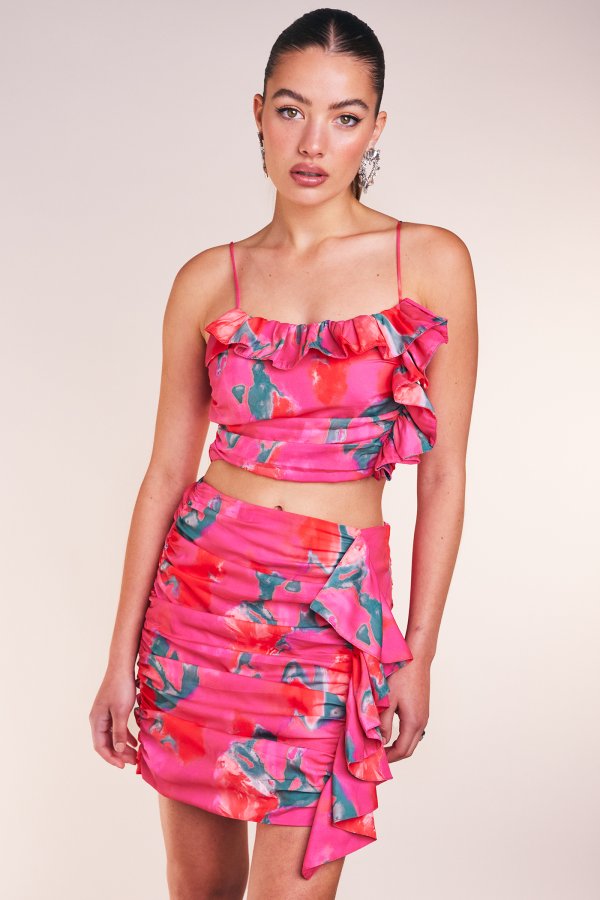 Fuchsia top met bloemenprint | Loavies