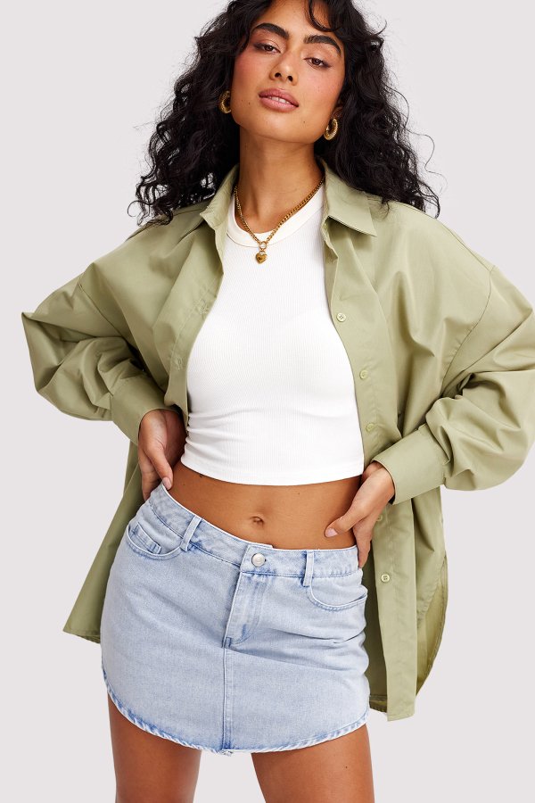 Blauwe denim mini rok | Loavies