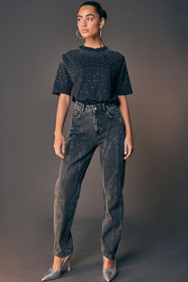 Zwarte high straight fit jeans | Loavies