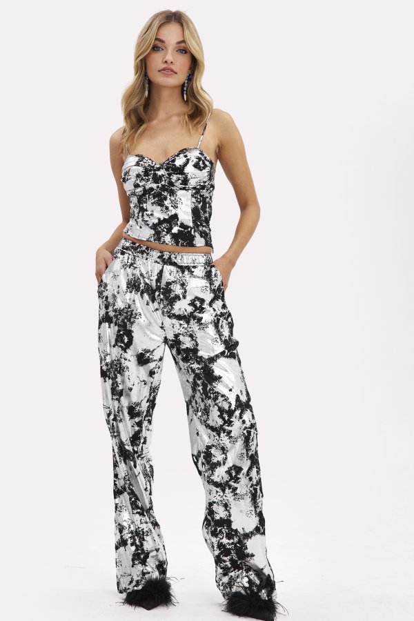 Silver straight fit trousers | Loavies