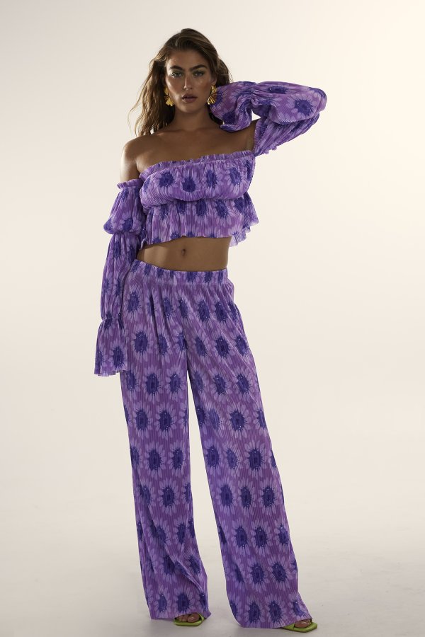 Paarse broek met bloemenprint | Loavies