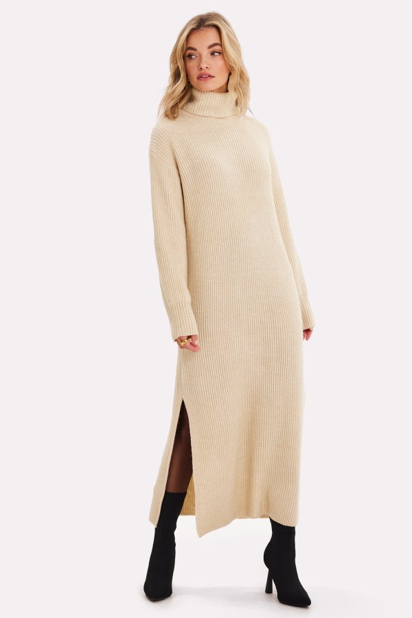 Beige maxi dress | Loavies