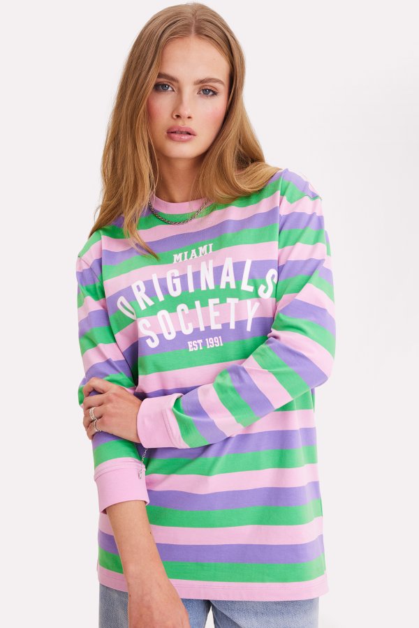 Roze it-shirt met strepen | Loavies