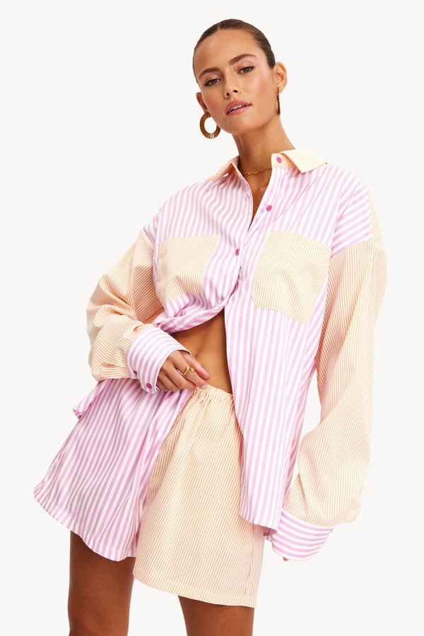 Multi-colored blouse with stripes | Loavies