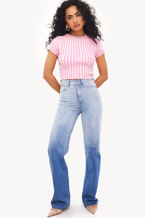 Blue high straight fit jeans | Loavies