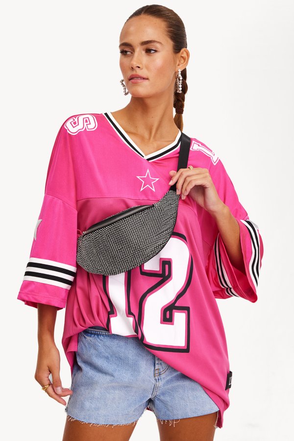 Black bum bag with rhinestones | Loavies