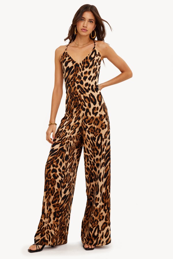 Black jumpsuit with leopard print | Loavies