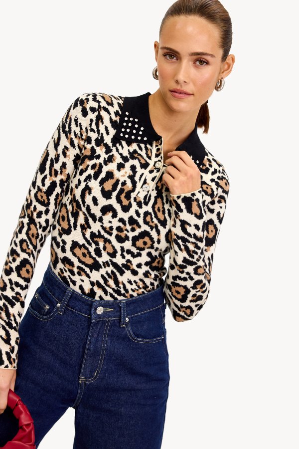 Pull noir avec imprimé panthère | Loavies