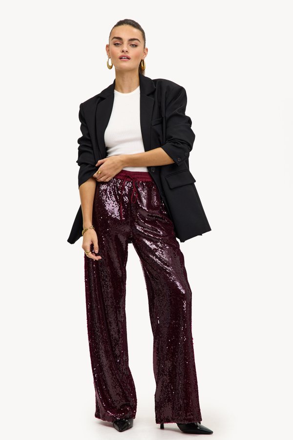 Bordeaux pants with sequins | Loavies