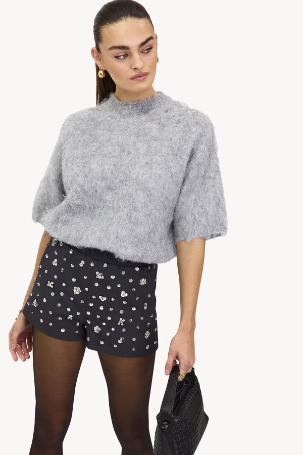 Grey shorts with sequins | Loavies