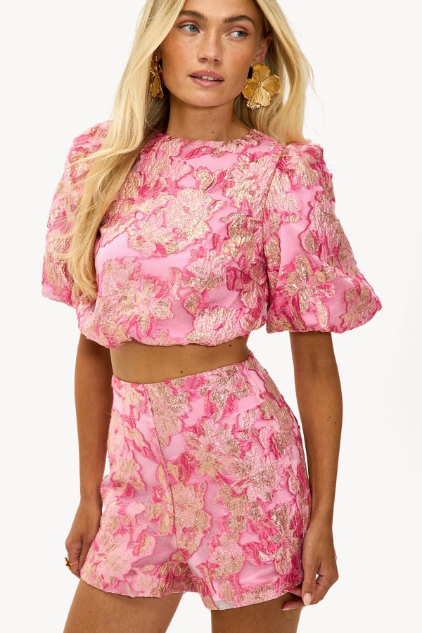 Roze short met bloemendesign | Loavies