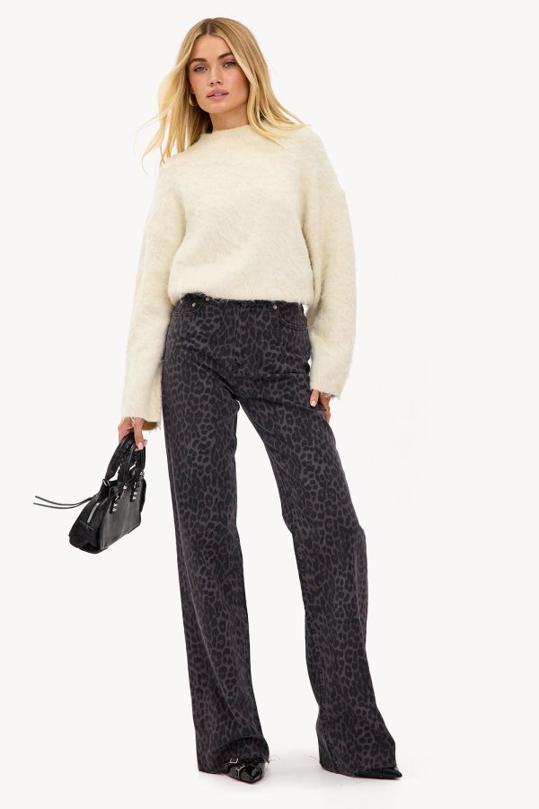 Grijze jeans met panterprint | Loavies