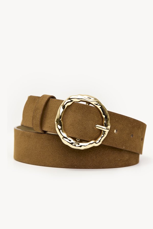 Light brown belt with gold hardware | Loavies