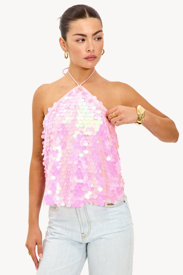 Roze top met pailletten | Loavies