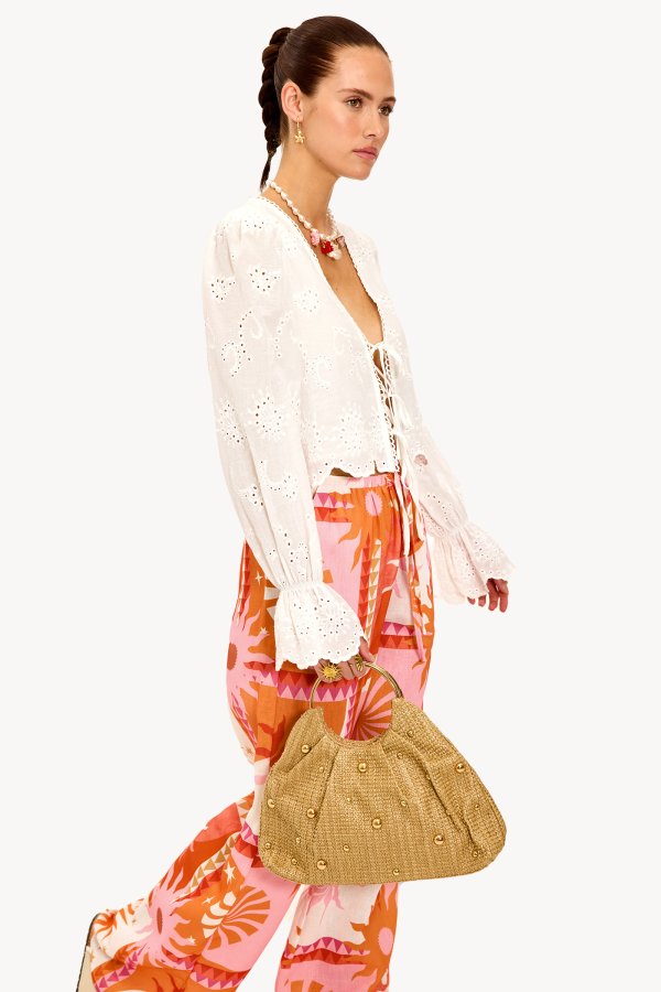 Sand colored bag with gold studs | Loavies