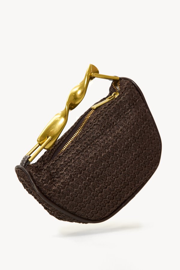 Dark brown bag with tribal gold handle | Loavies