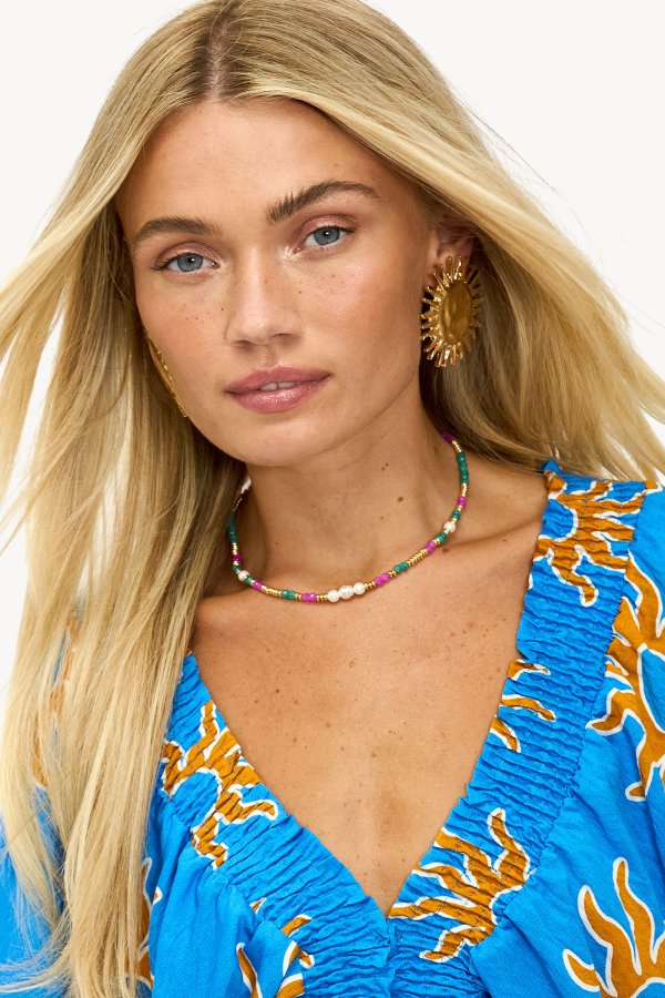 Collier rose avec perles | Loavies